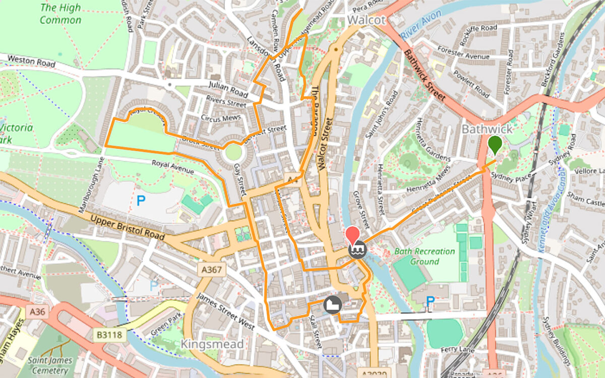 Self-guided walking tour of Bath (3.1 miles circular)